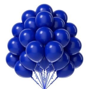 fotiomrg royal blue balloons 12 inch, 50 pack royal blue latex party balloons helium quality for birthday graduation baby shower baseball nautical wedding party decorations (with blue ribbon)