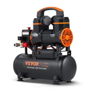 vevor 2.1 gallon air compressor, 1.2hp 2.2 cfm@90psi oil free air compressor tank & max. 116psi pressure, 70 db ultra quiet compressor for auto repair, tire inflation, spray painting, woodwork nailing