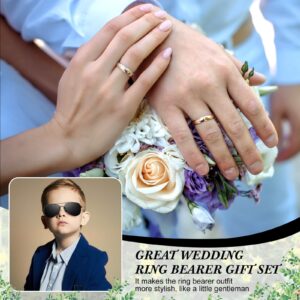 Mepase 4 Pcs Ring Wedding Bearer Gifts Include Groomsmen Proposal Box, Sunglasses, Tie and Tumbler, Groomsmen Proposal Gift for Ring Kids Boys Bearer Security Bridesmaids Costume Outfit Accessories