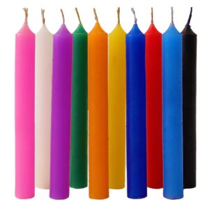 diyana impex chime - spell candles unscented assorted colored candles mini taper 4 inch tall x 1/2 inch diameter, good for witch crafts supplies (10)