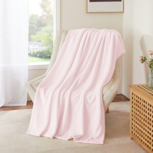 nicetown pink fleece throw blanket for couch sofa, soft fuzzy plush kids blanket, luxury flannel lap blanket, super cozy and comfy for fall winter (pink, 50" x 60")