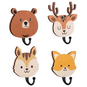 4 pcs kids wall hooks wooden safari animal coat hooks decorative african jungle animal theme decorations for kids room nursery bedroom