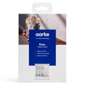 aarke pure filter refill granules - reduces heavy metals for clean water, eco-friendly, 8-week performance, filters 31.7 gallons per bag (3 pack)