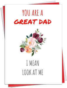 ikassong funny card for dad birthday father's day 5.3 x 7.6 with 2 envelopes