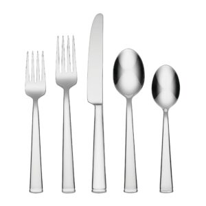 oneida perry piece everyday flatware set, 45 count, metallic