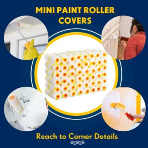 400 Pieces 4 Inch Mini Paint Roller Bulk Small Microfiber Roller Cover 1/2" Nap for Paint Roller Brush for House Painting Supplies, DIY Craft Home Wall Repair Tool Kit Set