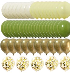 olive green gold balloons 12inch – ivory white pastel yellow green balloons for baby shower wedding birthday party decorations 60 packs (lime green)