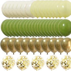 Olive Green Gold Balloons 12inch – Ivory White Pastel Yellow Green Balloons for Baby Shower Wedding Birthday Party Decorations 60 packs (Lime Green)