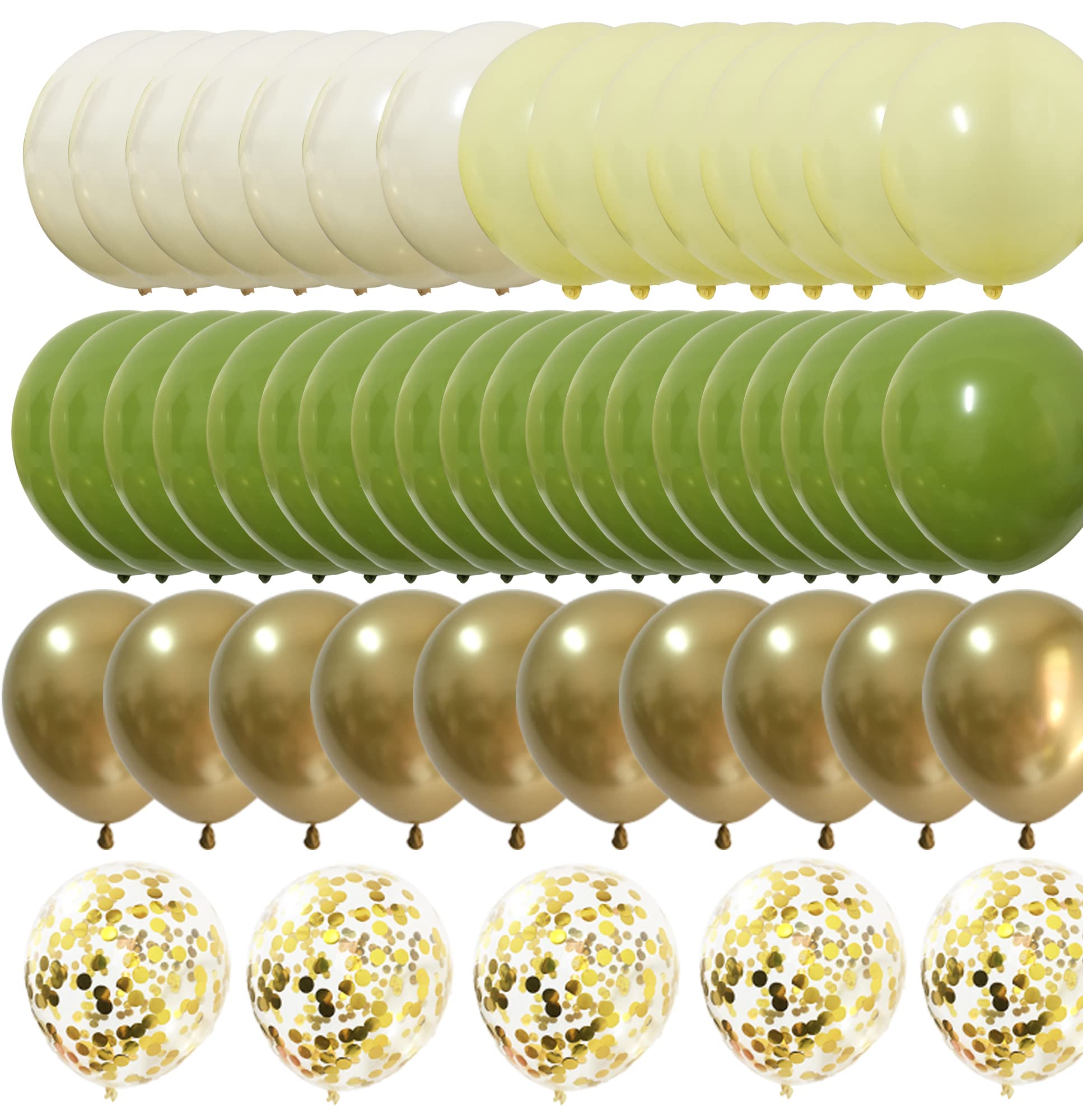 Olive Green Gold Balloons 12inch – Ivory White Pastel Yellow Green Balloons for Baby Shower Wedding Birthday Party Decorations 60 packs (Lime Green)