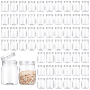 sabary 60 packs 5 oz plastic jar with lids reusable containers bulk clear mason wide mouth jars small spice jars for wedding favors baby shower diy gift jelly herb jams candy yogurt (clear)