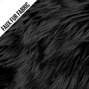 black fur fabric by the yard - craft fur fuzzy fabric - 60" inch wide black faux fur - faux fur by the yard for craft, diy, furry plush, sewing, decoration, upholstery, 1 yard