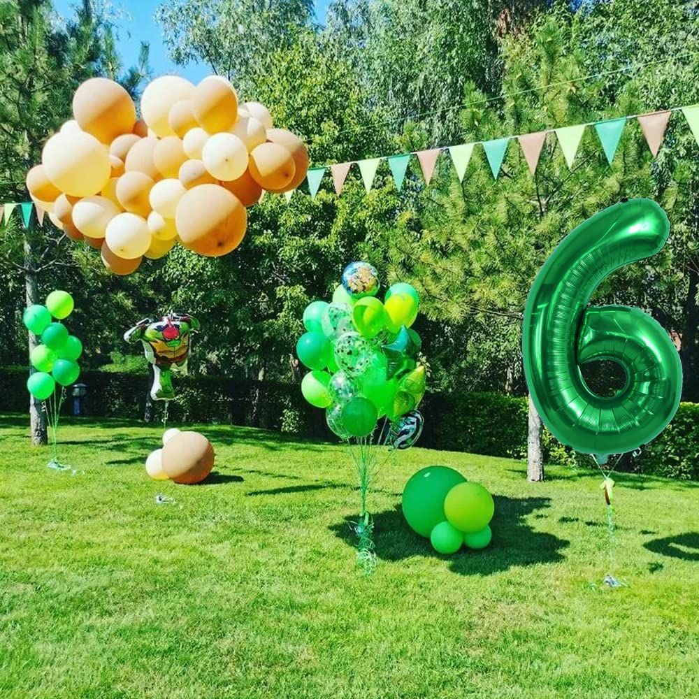 TONIFUL 40 Inch Dark Green Large Numbers Balloon 0-9 Birthday Party Decorations,Foil Mylar Big Number 6 Balloon Digital 6 for Birthday Party,Wedding, Bridal Shower Engagement Photo Shoot, Anniversary