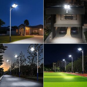 Aihanfir 800W Solar Street Light Outdoor Waterproof, with Motion Sensor and Remote Control for Parking Lot Lights Commercial, Yard, Road- 30W Solar Charging Panel, 25000mAh, 6500K Double-Chip LED