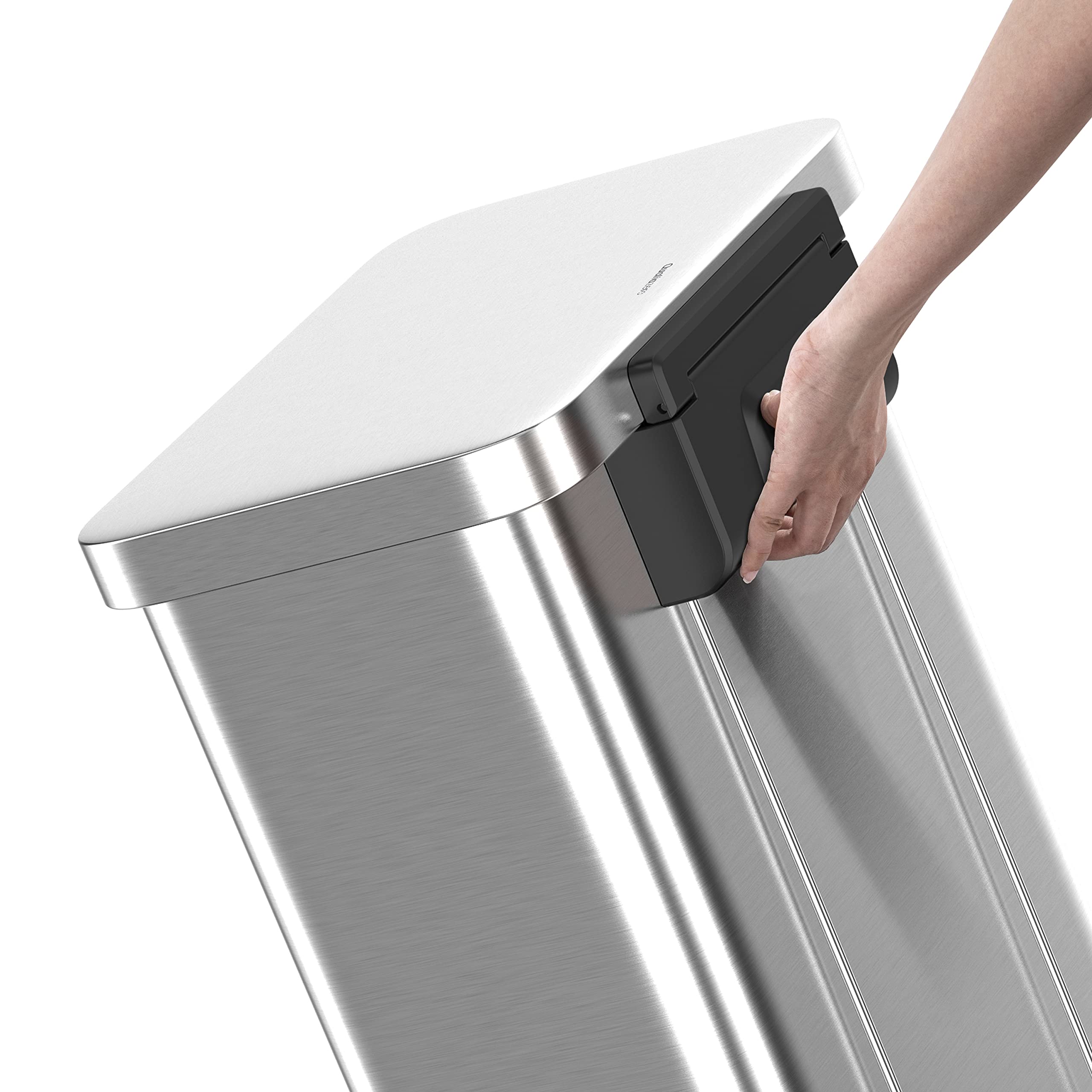 QUALIAZERO 75L/19.8Gal Heavy Duty Hands-Free Stainless Steel Commercial/Kitchen Step Trash Can, Fingerprint-Resistant Soft Close Lid Trashcan, Rectangle Shape (75L Rectangle) (QAMZZ1032)