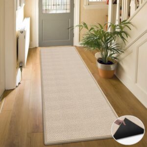 hallway runner rug mat non slip, water absorbent floor rug carpet with rubber backing, 83 x 28 inch farmhouse indoor washable area rug throw rug for entryway porch backyard dining room, black