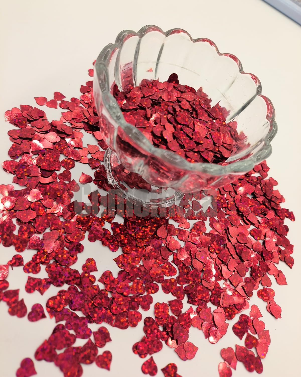 Comemela Confetti Hearts Shaped Confetti 5000Pcs Tiny Heart Confetti Red Confettifor Table Glitter for Valentine's Day Decoration, Wedding Confetti, Glitter Confetti Engagement Supplies (Red Hearts)