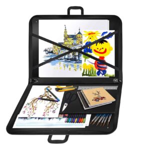 Doumneou Black Art Portfolio Case Artist Carrying Case Artist Portfolios Case with Shoulder Strap (19X14.7X1.5 Inches)