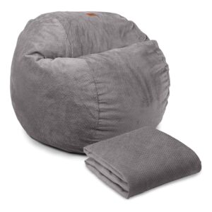 cordaroy's chenille bean bag cover (bean bag sold separately) - cover for convertible bean bag chair & bed - machine-washable chenille fabric - for basement, living room, dorm - queen - charcoal