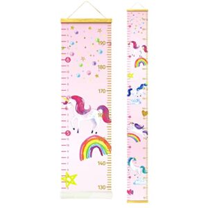 homeevolution kids growth chart height measuring chart, unicorn canvas wall hanging rulers for baby children girls bedroom decor…