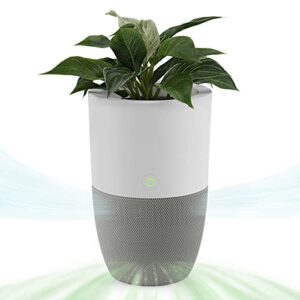 dupray bloom™ air purifier for large rooms with planter or custom accent table design | for home, bedroom, office, dust, pets | h13 hepa air filtration (planter, cloudy gray)