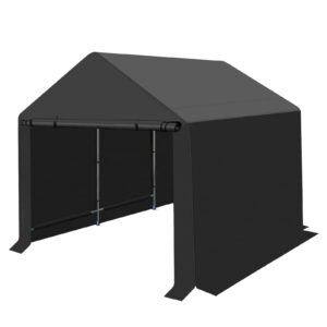 outdoor carport canopy,10x10 ft heavy duty canopy shed,metal frame storage she with waterproof, uv resistant cover, 2 rollup zipper doors for backyard, garden can store motorcycle, garden tools