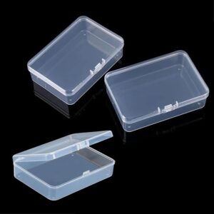 dkaovh 4-pack rectangular plastic storage containers box with hinged lid for beads and crafts,card case holder,playing card case box storage (4.45 x 3.3 x 1.14 inch)