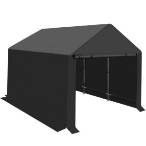 outdoor carport canopy，8x14 ft heavy duty canopy shed,metal frame storage she with waterproof, uv resistant cover, 2 rollup zipper doors for backyard, garden can store motorcycle, garden tools