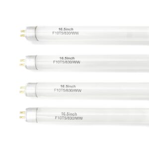 konideke 16 inches f10t5 replacement bulb compatible jasco t5 10 watt warm white 3000k f10t5/830 fluorescent tube for counter and cabinet fixture 4 count