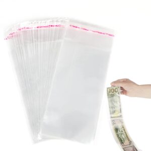 lomimos 100pcs cake money box transparent bag,resealable cellophane adhesive self-sealing clear plastic packing bag for birthday wedding party decoration,3.1x7.5in