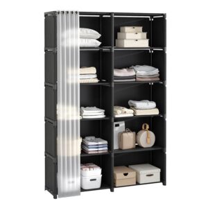 dttwacoyh 6 storey double row storage for bedroom, open closet, closet organiser, bedroom, office, living room (black)