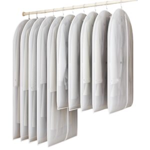 maylmc 20 pack combo size clear garment bags for hanging clothes with full zipper for closet storage, clothes cover for hanging, wardrobe bags for hanging clothes.(120 x 60cm x 10p, 100 x 60cm x 10p)