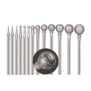 luo ke 13 pcs ball shape diamond burr - 3/32'' shank diamond ball burs stone carving bits for dremel rotary tool