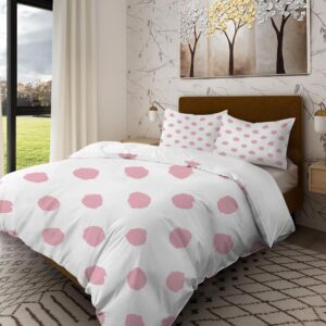 batmerry abstract polka dot twin size 3 pieces bedding comforter cover sets,soft fluffy black white circle pink uneven pattern printed duvet cover for all season