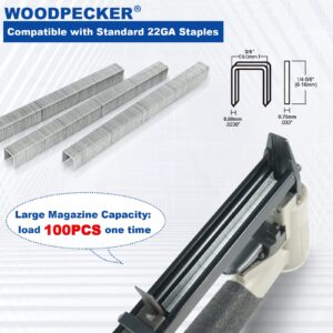 WOODPECKER N7116 Upholstery Stapler 22 Gauge 3/8-Inch Crown Pneumatic Upholstery Staple Gun 71 Series Air Power Fine Wire Stapler Gun