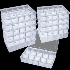 15 large grids storage container 11 x 6.7 x 2.2in plastic washi tape organizer clear craft box with removable divider clear compartment jewelry box organizer for beads crafts fishing tackles(7 pcs)