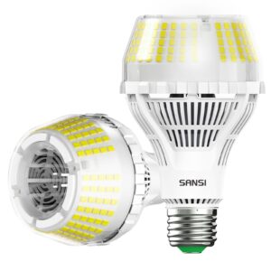 sansi dimmable led light bulb 250 watt equivalent, 5000k daylight white 4000 lumens a21 e26 bright led bulbs, 2 pack, 22-year lifetime, 27w power energy saving light bulb for home office