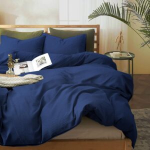 taran living thanksgiving duvet cover set soft double brushed duvet set, bedroom decor set for all seasons christmas duvet cover with pillow shams, comforter not included - blue, queen (90"x90")