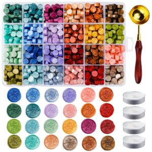 metallic assorted color wax seal beads - 24 colors sealing wax beads for making wax seals, decor for envelope letter wedding invitation and sealing wine bottle