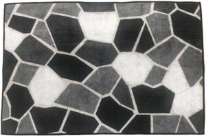 geometric design rustic stone 2' x 3' area rug velvet living room bedroom entryway carpet, black/grey