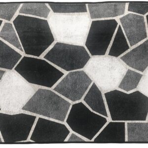 Geometric Design Rustic Stone 2' X 3' Area Rug Velvet Living Room Bedroom Entryway Carpet, Black/Grey