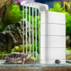 850l/h turtle water filter, 4 in 1 turtle tank filter reptile tank water filter with sponge, bio balls, 2 suction cups and drain hose, submersible aquarium filter for amphibians and reptiles frog