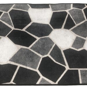 Geometric Design Rustic Stone 2' X 3' Area Rug Velvet Living Room Bedroom Entryway Carpet, Black/Grey