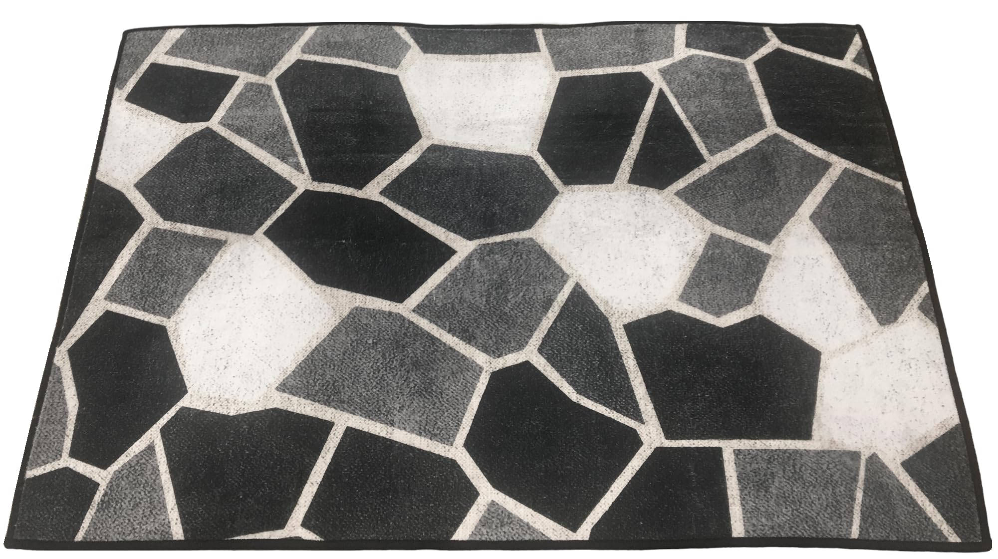 Geometric Design Rustic Stone 2' X 3' Area Rug Velvet Living Room Bedroom Entryway Carpet, Black/Grey