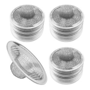 50pcs mesh sink strainer, 2.75" top/1" stainless steel slop basket filter trap, metal bathtub kitchen drain strainer, hair basket drain - fits most kitchen sinks, bathroom sinks,shower drains