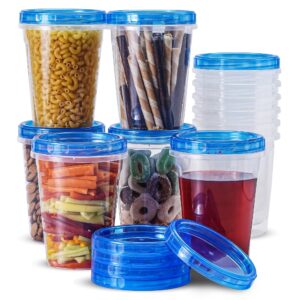 rfaqk 24 pcs freezer soup containers with lids-12 plastic 32 oz deli containers with 12 screw lids-freezer safe storage containers with twist top lids-reusable plastic box for lunch, gym, travel