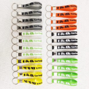 atsmoicy 24 garbage truck themed party silicone bulk keychian/keyrings - rubbish truck themed baby shower birthday waste management recycling party supplies decorations favors rubber keychian