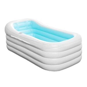 zonaks portable inflatable bathtub with built-in electric pump, large ergonomic backrest freestanding bath tub for adult home spa and hot bath and ice bath, for indoor & outdoor, white