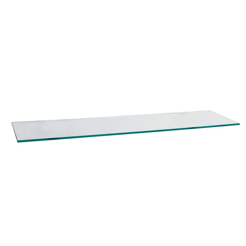 Pro Safe Glass 10" X 27" Rectangle Tempered Clear Floating Glass Shelf - Glass Only