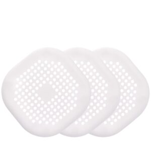 shower drain hair catcher, durable silicone shower drain covers hair stopper with suction cup, easy to install suit for bathroom,bathtub and kitchen 3pack (white)