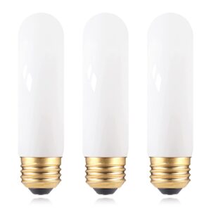 40w equivalent milky t10 led bulb, deep frosted dimmable t30 invisible filament edison light bulb, soft warm 2700k, 4 watt e26 standard base tubular led bulbs for chandelier piano cabinet lamp, 3 pack